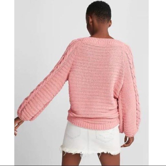 Express | Sweaters | Express Chenille Chunky Cable Knit Balloon Sleeve ...